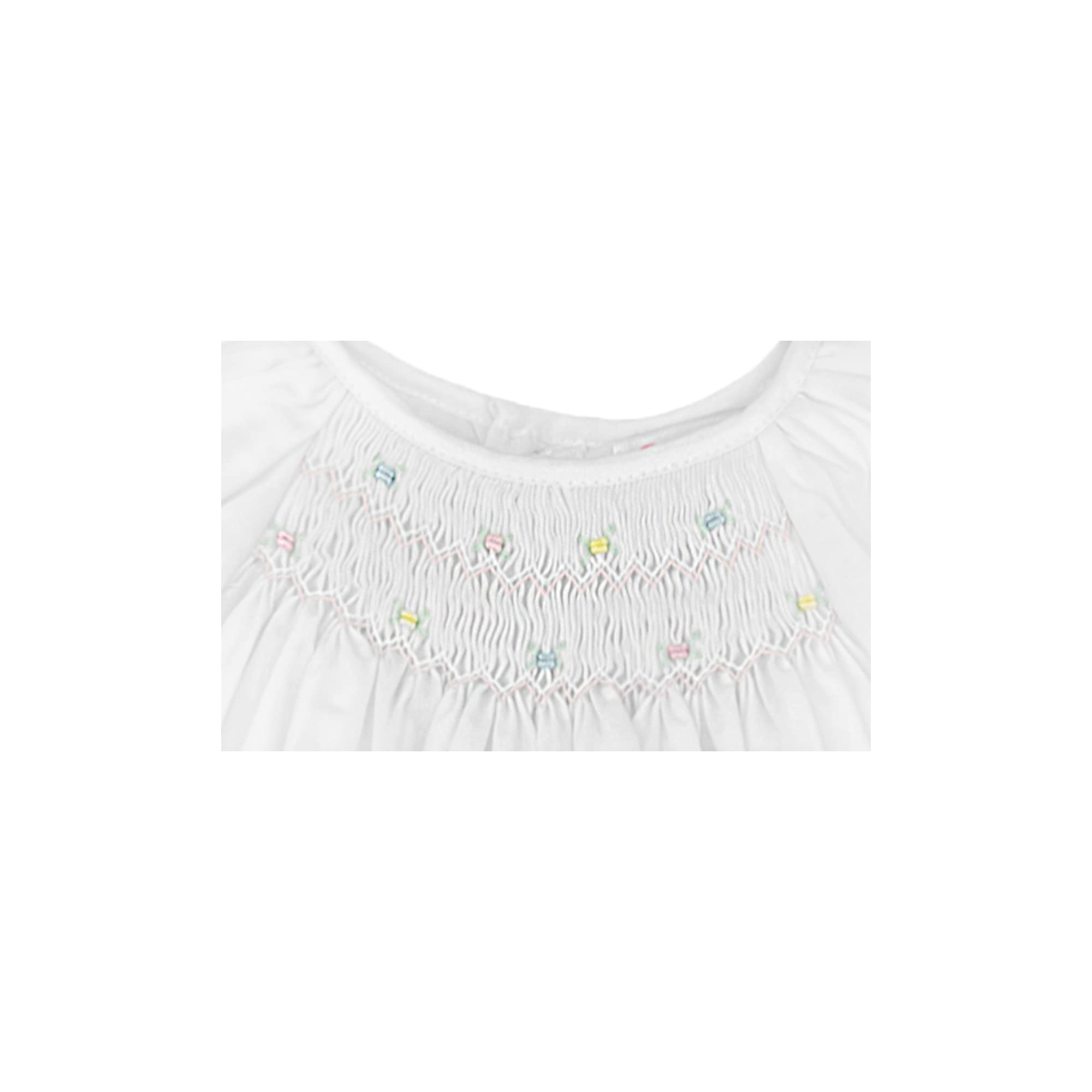 Petit Ami Baby Girls' Daydress with Embroidered Hem, 9 Months, White