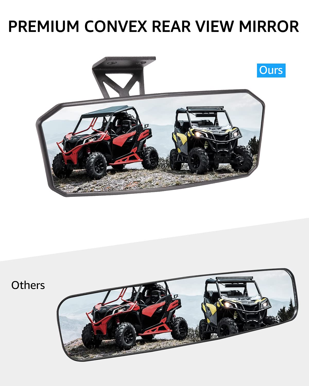 A & UTV PRO Trail Rear View Mirror, Panoramic Convex Center RearView Mirrors for 2017-2024 Can am Maverick Trail Sport, Traxter, 2021-2024 Can-Am Commander Accessories, Replace OEM # 715003638