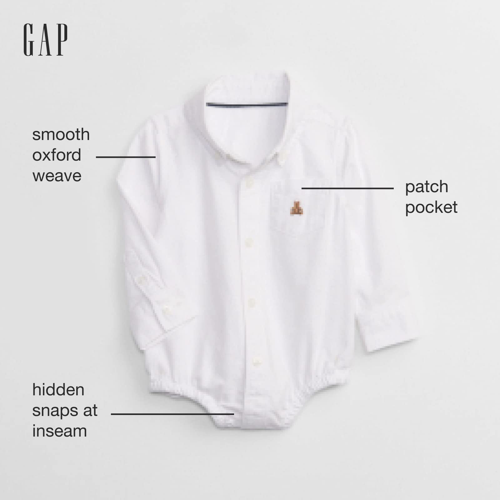 GAP Baby Boys Oxford Bodysuit Dress Shirt, White V2 Global, 0-3 Months US
