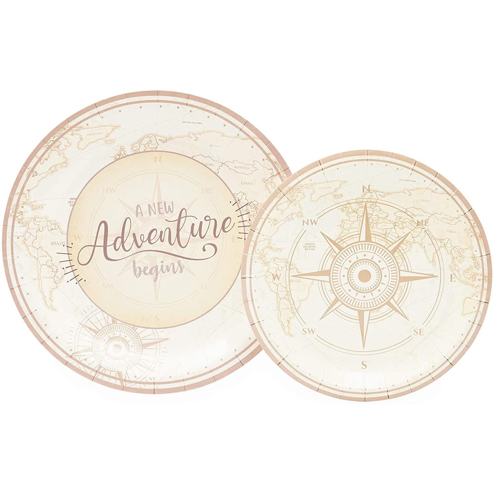BLUE PANDA 170 Piece A New Adventure Begins Party Decorations for Baby Shower, Graduation, Serves 24 Includes Travel-Themed Plates, Napkins, Cups, Tablecloth and Banner