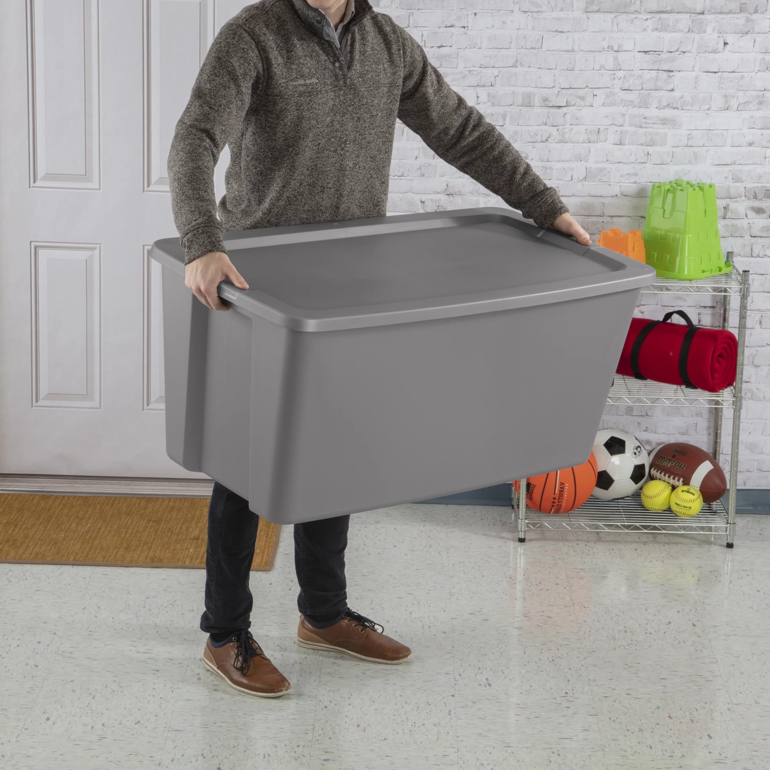 AYOYZ 50 Gallon Tote Box Plastic, Titanium