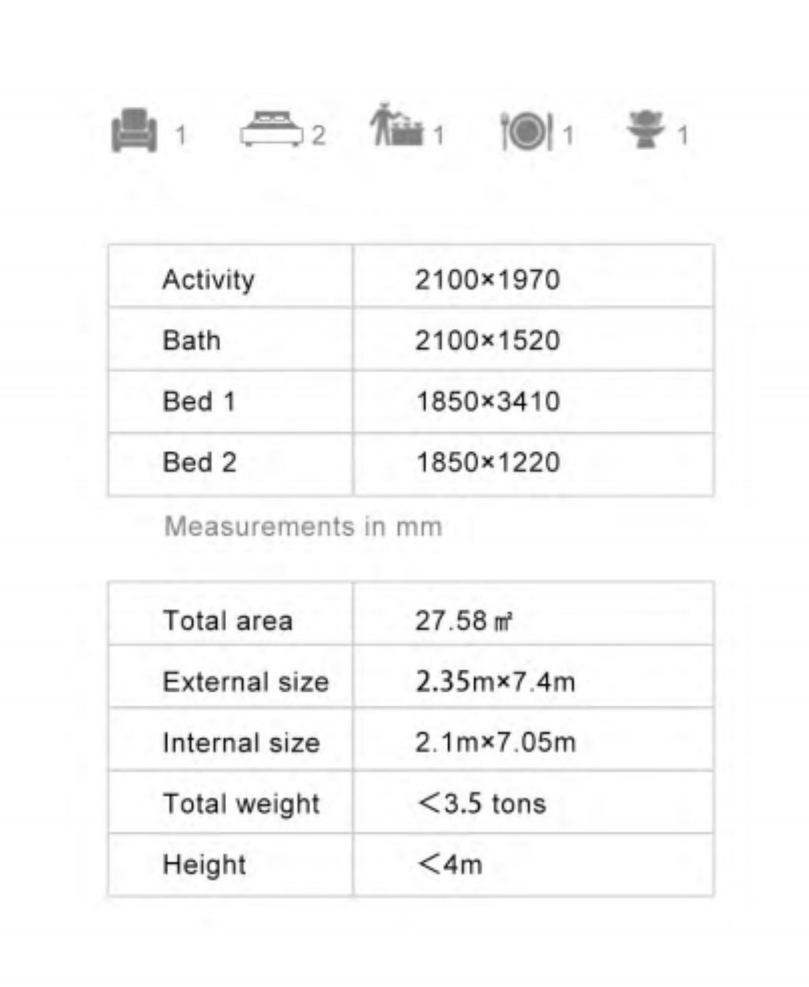 Aluminum Tiny Movable Prefabricated Insulated House with 1 Bathroom, 1-3 bedrooms & 1 Kitchen- Tiny loft House, Mini Caravan,Travel Camper Trailer for Family (Modern, 3, Bedroom)