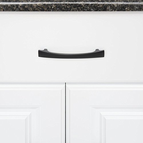 Amazon Basics Thick Modern Curved Cabinet Handle, 6.5-inch Length (5-inch Hole Center), Satin Nickel, 10-Pack