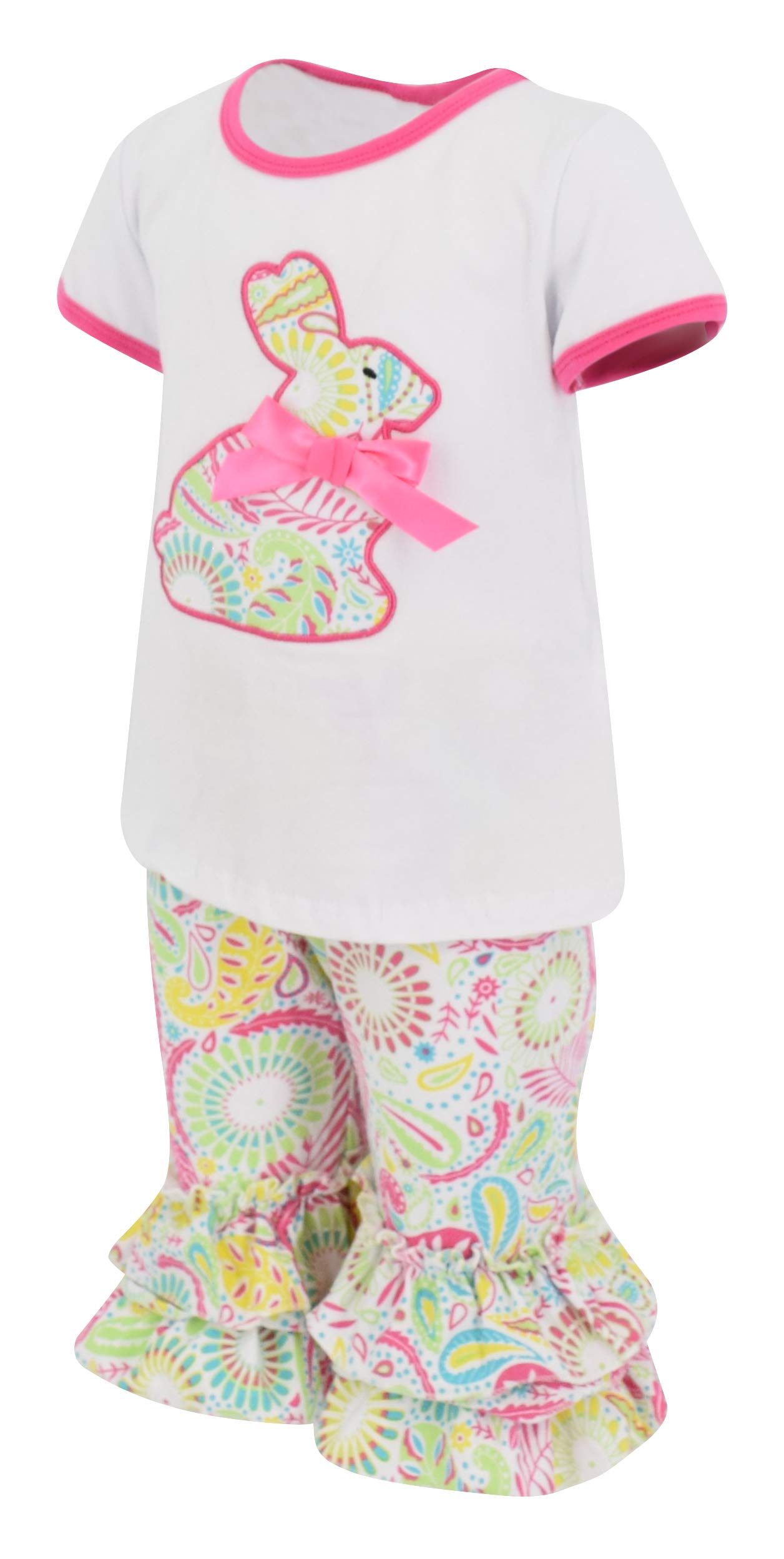 Unique Baby Girls Paisley Easter Bunny Easter Outfit (7/XXL, Pink)