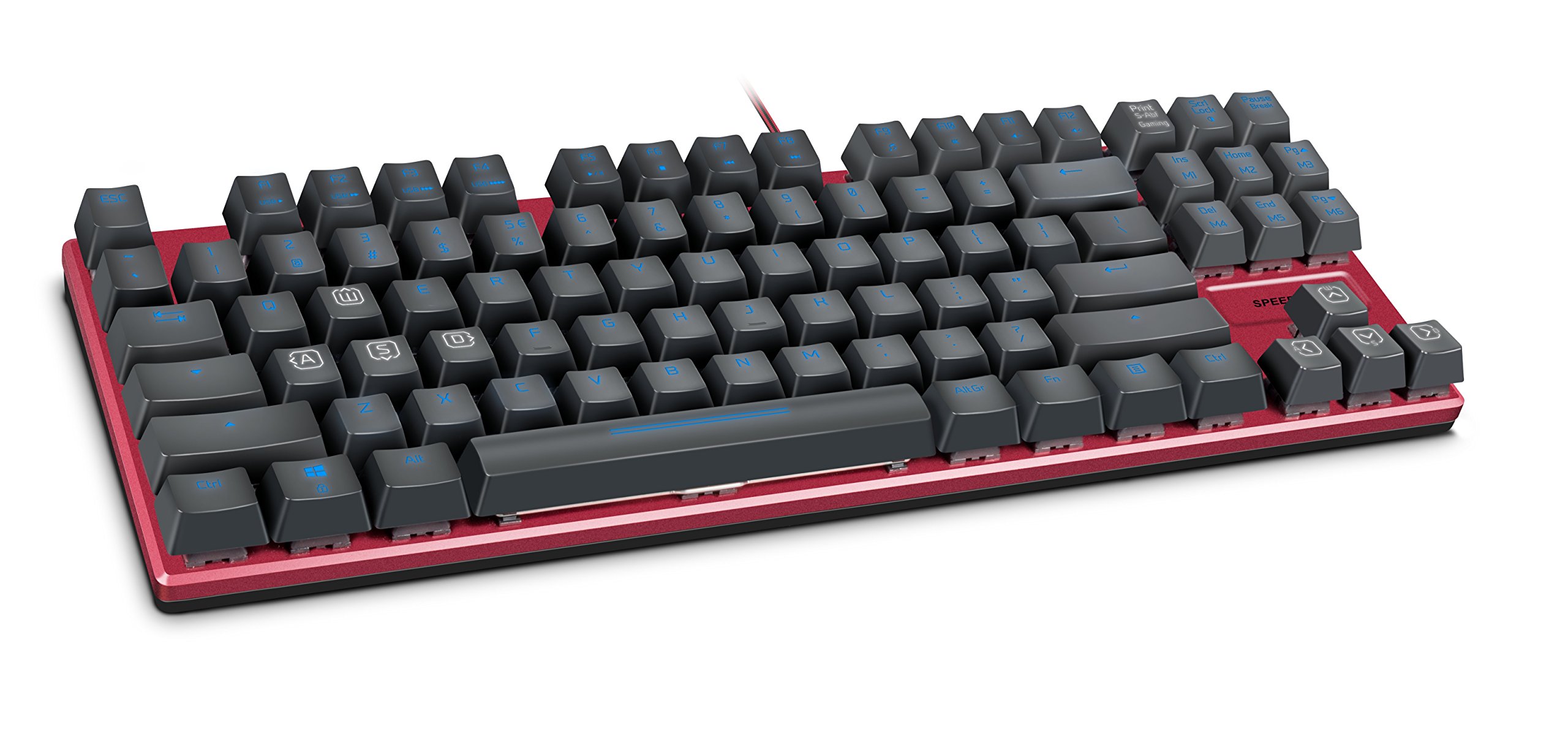 Speedlink ULTOR Mechanical USB-Gaming Keyboard with LED Illumination, N-Key Rollover, 6 Macro Keys - US-Layout, red, SL-670008-BKRD-US