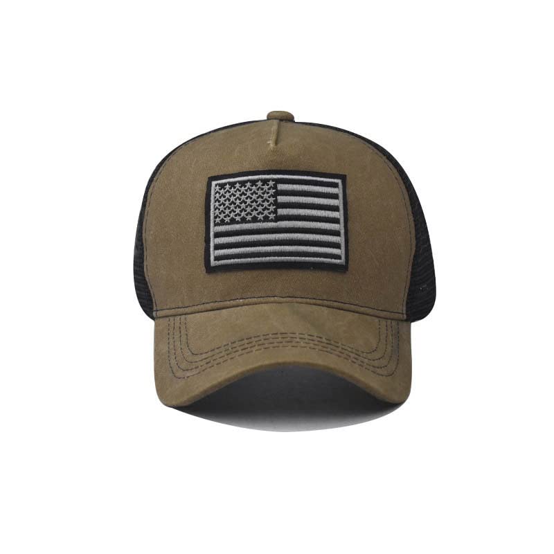 American Flag Trucker Hat - Snapback Hat, Baseball Cap for Men Women - Breathable Mesh Side, Adjustable Fit - for Casual Wear (Wine red)