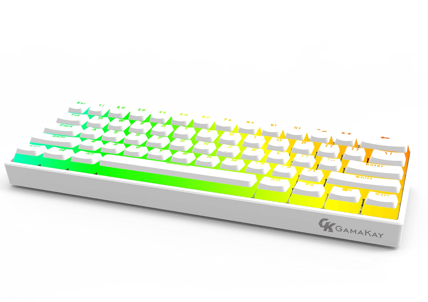 GK GAMAKAY MK61 RGB Pudding Keyboard, 61 Keys Gateron Optical Switch PBT Pudding Keycaps, Hot Swappable Backlit Ultra-Compact Wired Gaming Keyboard for Windows Mac PC Gamers (Brown Switch, White)