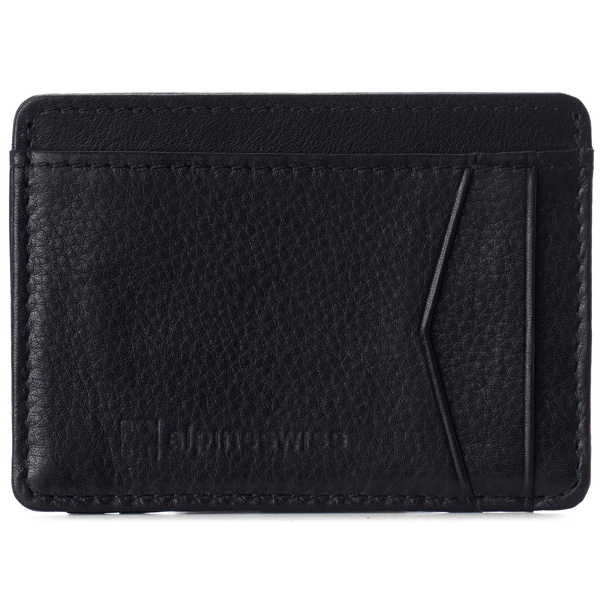 Alpine Swiss RFID Minimalist Oliver Front Pocket Wallet For Men Leather York Collection Soft Nappa Olive