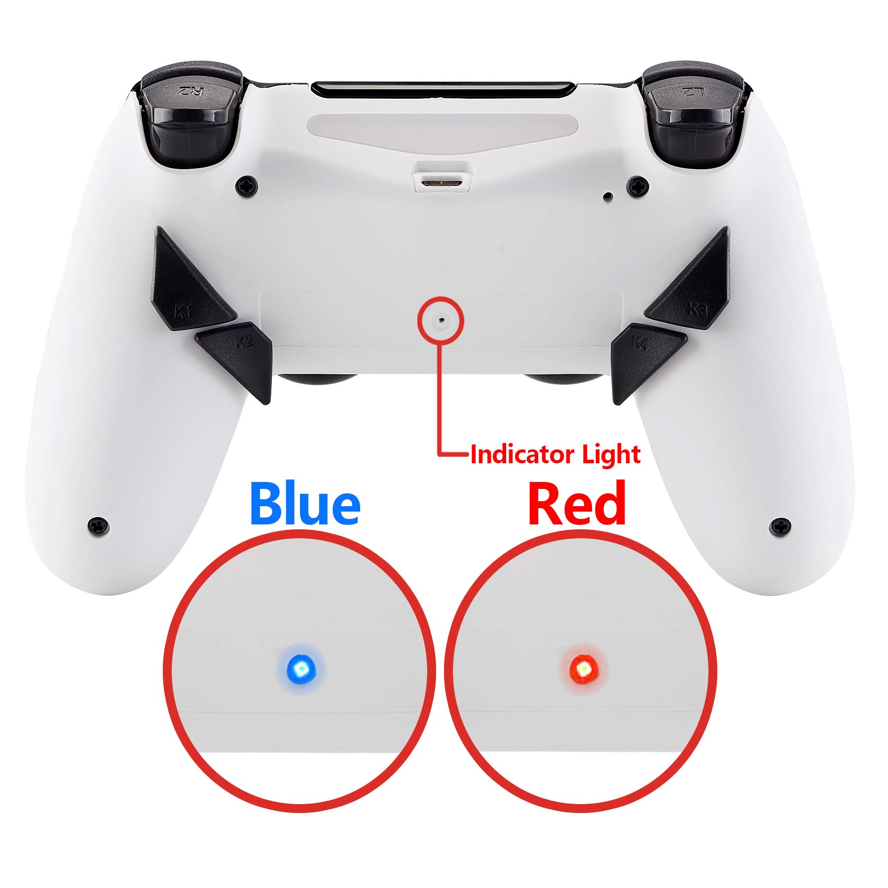 eXtremeRate White Dawn Programable Remap Kit for PS4 Controller with Upgrade Board & Redesigned Back Shell & 4 Back Buttons - Compatible with JDM-040/050/055 - Controller NOT Included