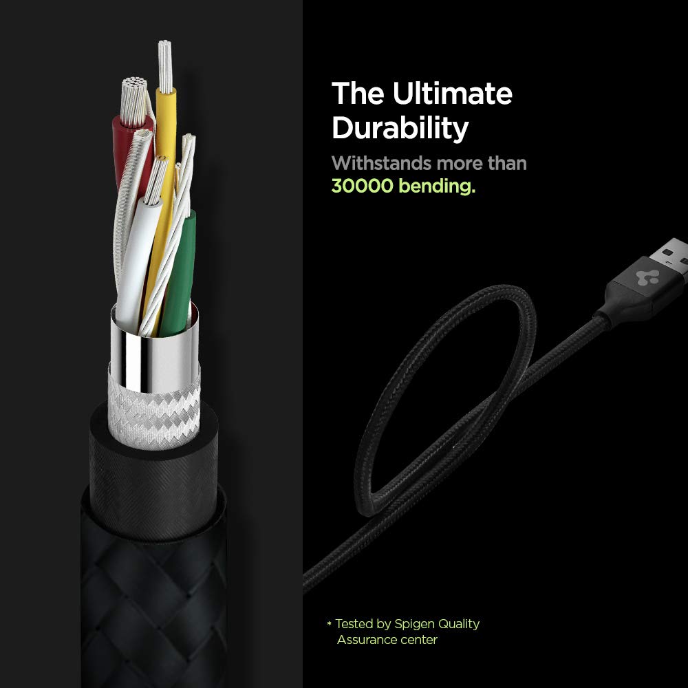 Spigen DuraSync 3 in 1 Universal Charger Cable, Micro USB/Lightning/USB C adapters [MFi Certified], 4.9ft Premium Braided Multi Charging Cable for iPhone 12/Pro/Max/Mini/SE/iPad/Galaxy/Pixel & More
