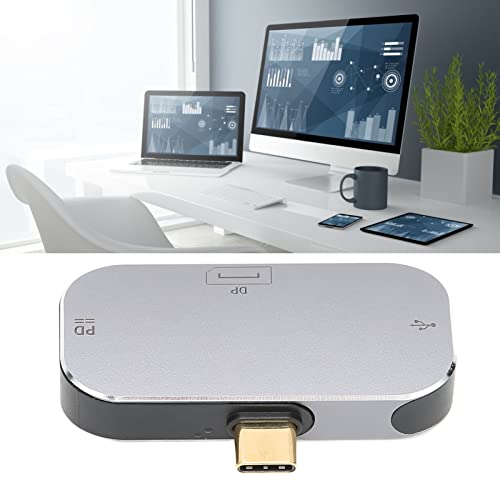 BTIHCEUOT 3 in 1 USB C to DP Adapter, Power Supply High Speed Plug and Play USB C Docking Station for Home for Office for Travel
