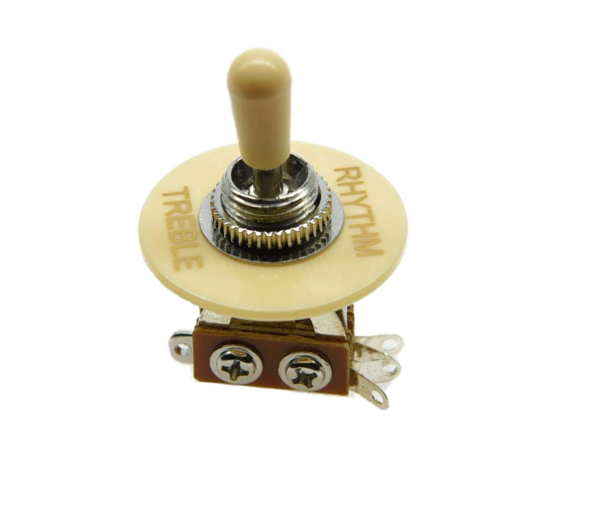 Dopro LP Guitar 3 Way Toggle Switch Chrome with Cream Tip and RHYTHM TREBLE Plate for Les Paul