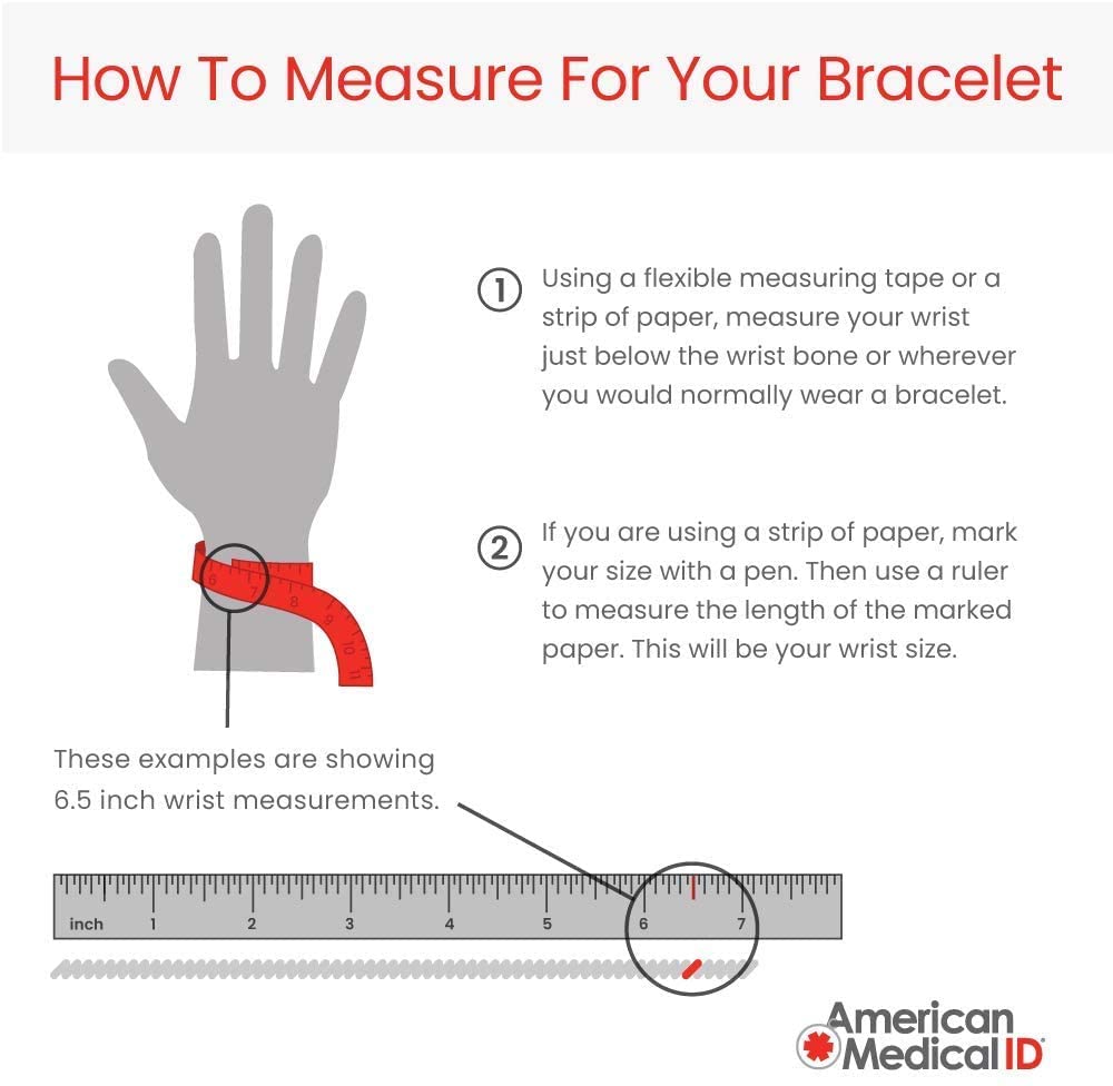 American Medical ID β Stainless Steel Classic Bracelet β Unisex Alert Bracelet (7" for 6.5" Wrist)