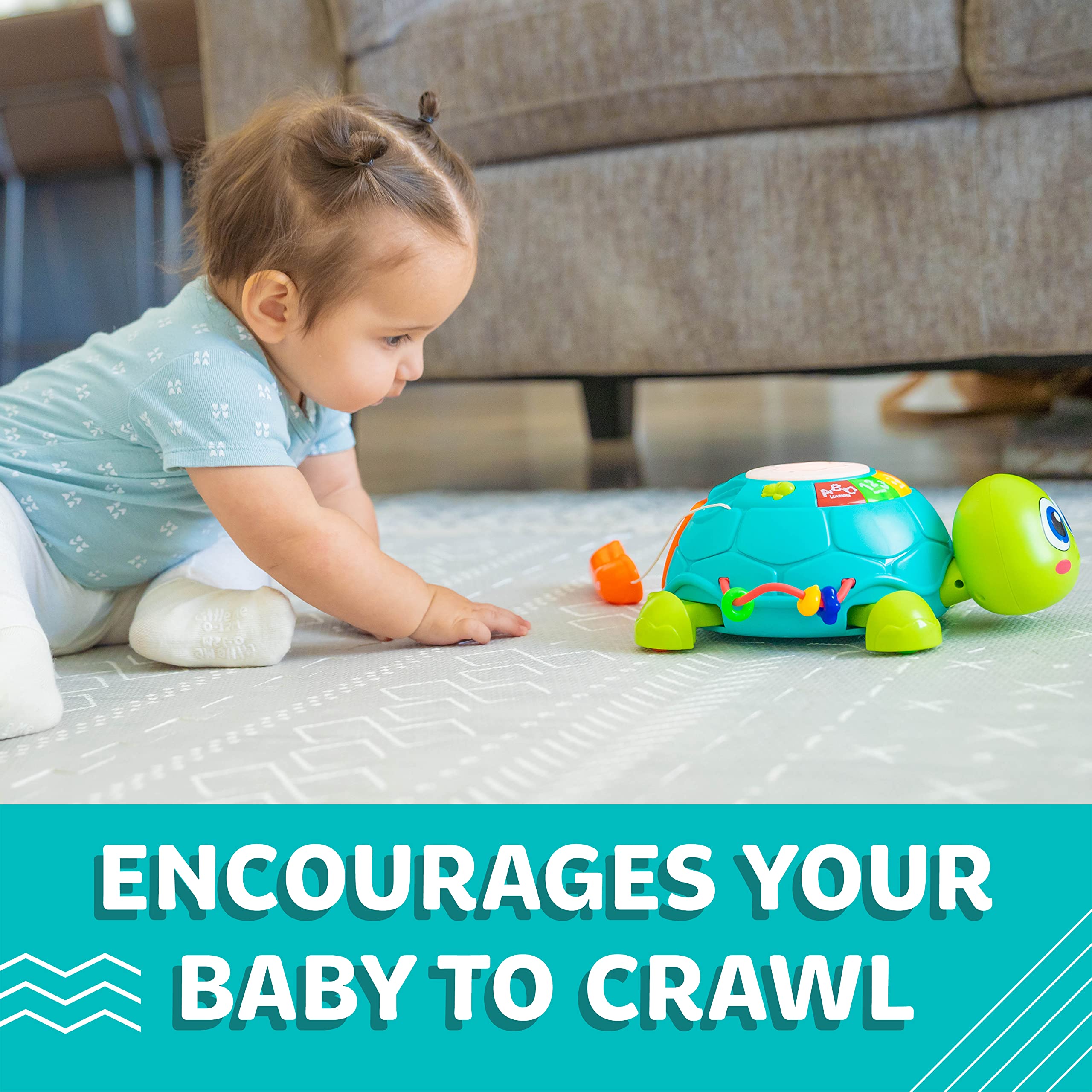 Baby Musical Turtle Toy - Crawling Toy for 6+ Month Babies - Great for Tummy Time - Develop Motor Coordination, Fine Finger Skills, and Cognitive Abilities - Lights Up and Plays Music