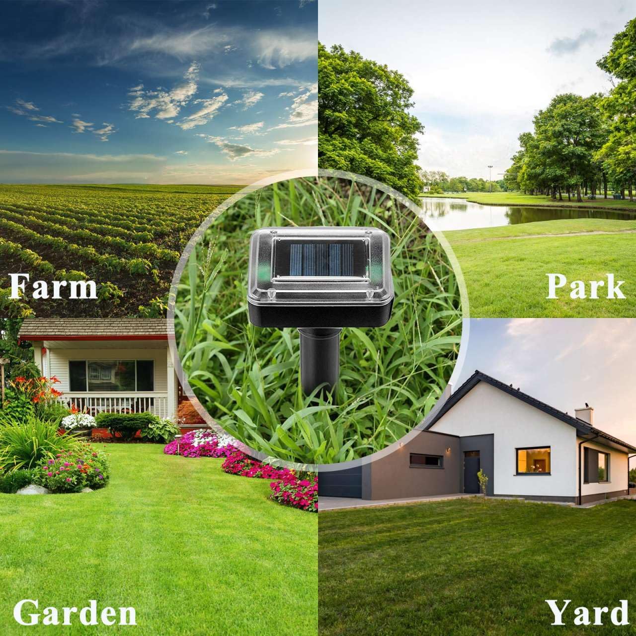 Vast Outdoors - Mole Repellent Solar Powered Outdoor Waterproof Ultrasonic Solar Snake Groundhog Repellent, Mole Repellent for Lawns, Chipmunk Repeller, Gopher Repellent for Lawn, Garden & Yard 4 Pack