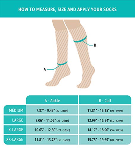 Amazon Brand - Solimo Open Toe Compression Socks for Men & Women, Knee High, Sheer, Beige, 15-20mmHg, X-Large, 1 Pair