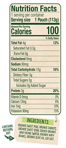 Sprout Organic Baby Food, Stage 3 Pouches, Sweet Pea & White Bean Plant Powered Protein, 4 Oz Purees (Pack of 6)