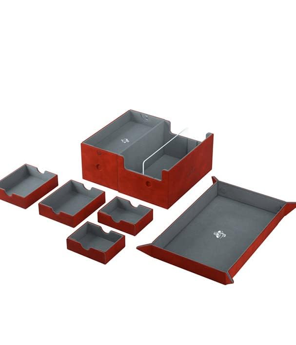 Gamegenic Game's Lair 600+ Convertible Deck Box in Red Color - Premium Game Storage Box Holds up to 600 Cards with Removable Cardboard