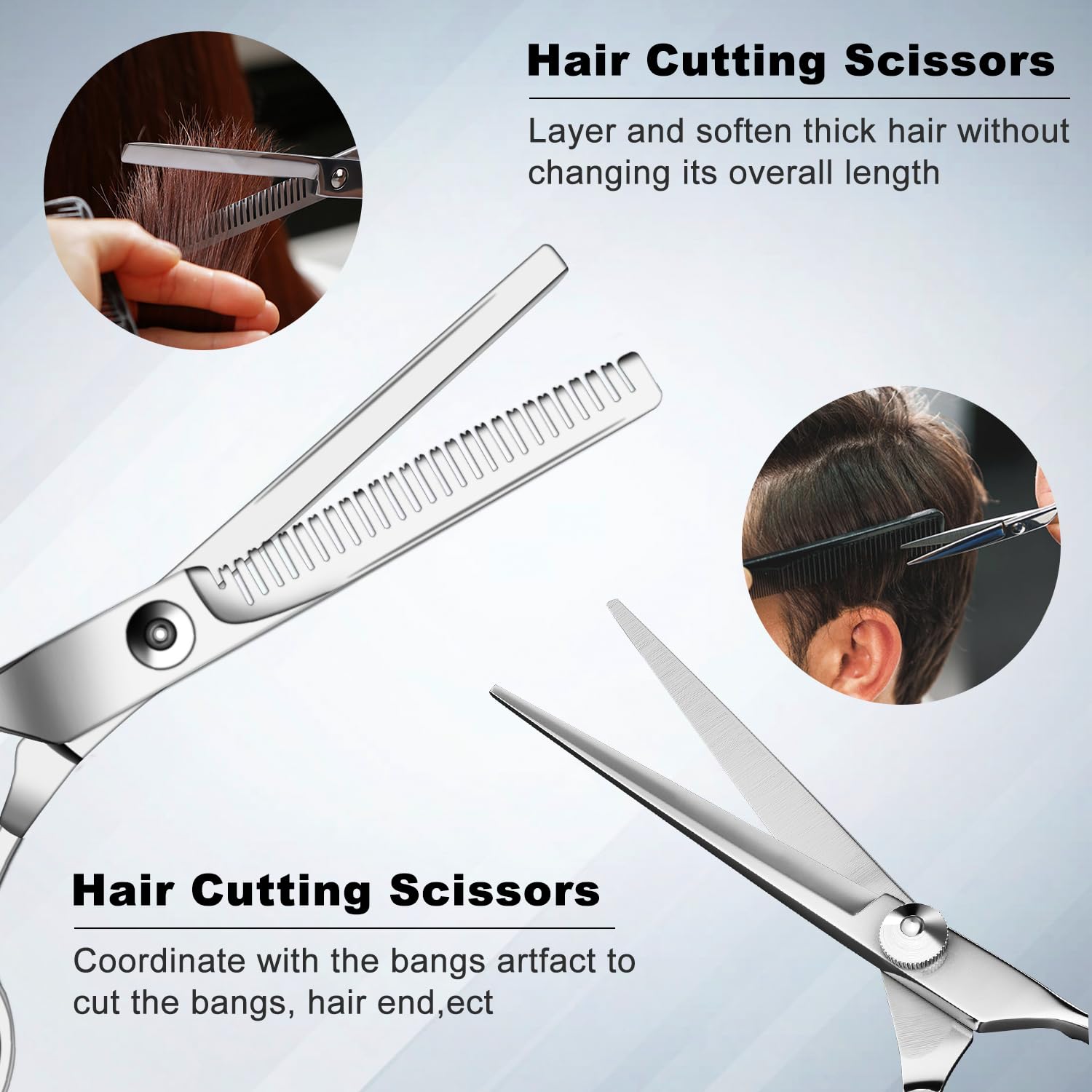 Sirabe 9 Pcs Hair Cutting Scissors Set Hairdressing Scissors Kit, Thinning Haircut Scissors, Professional Barber Salon Home Shears Kit for Men Women