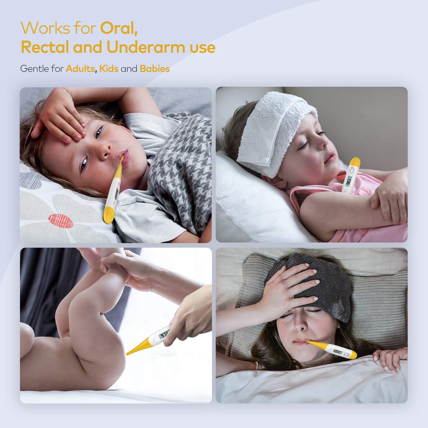 Bundle of Digital Oral Thermometer for Adults, Digital Thermometer for Fever