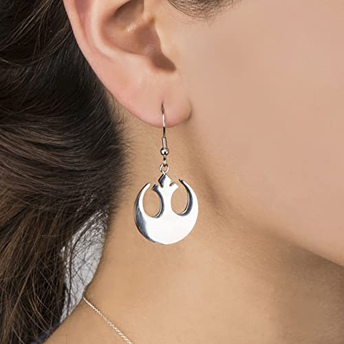 Amazon Collection Star Wars Jewelry Rebel Alliance Stainless Steel Dangle Hook Drop Earrings (SALES1SWMD), silver