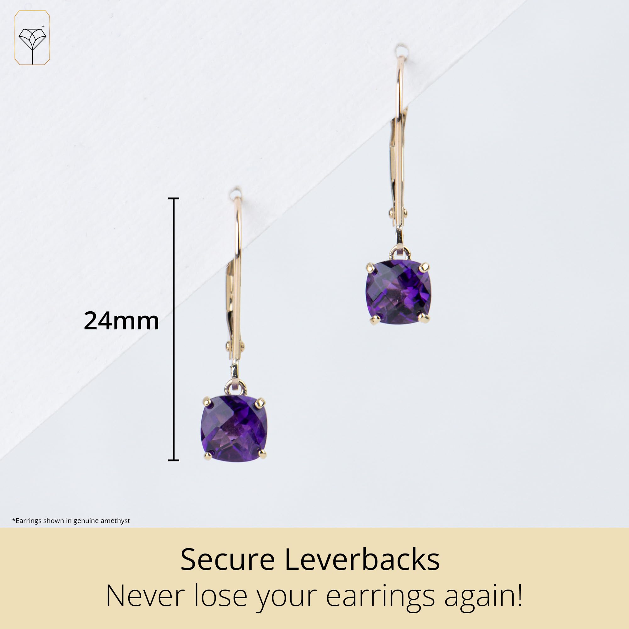 Amazon Collection 10k Yellow Gold 8mm Round July Birthstone Created Ruby Dangle Earrings for Women with Leverbacks