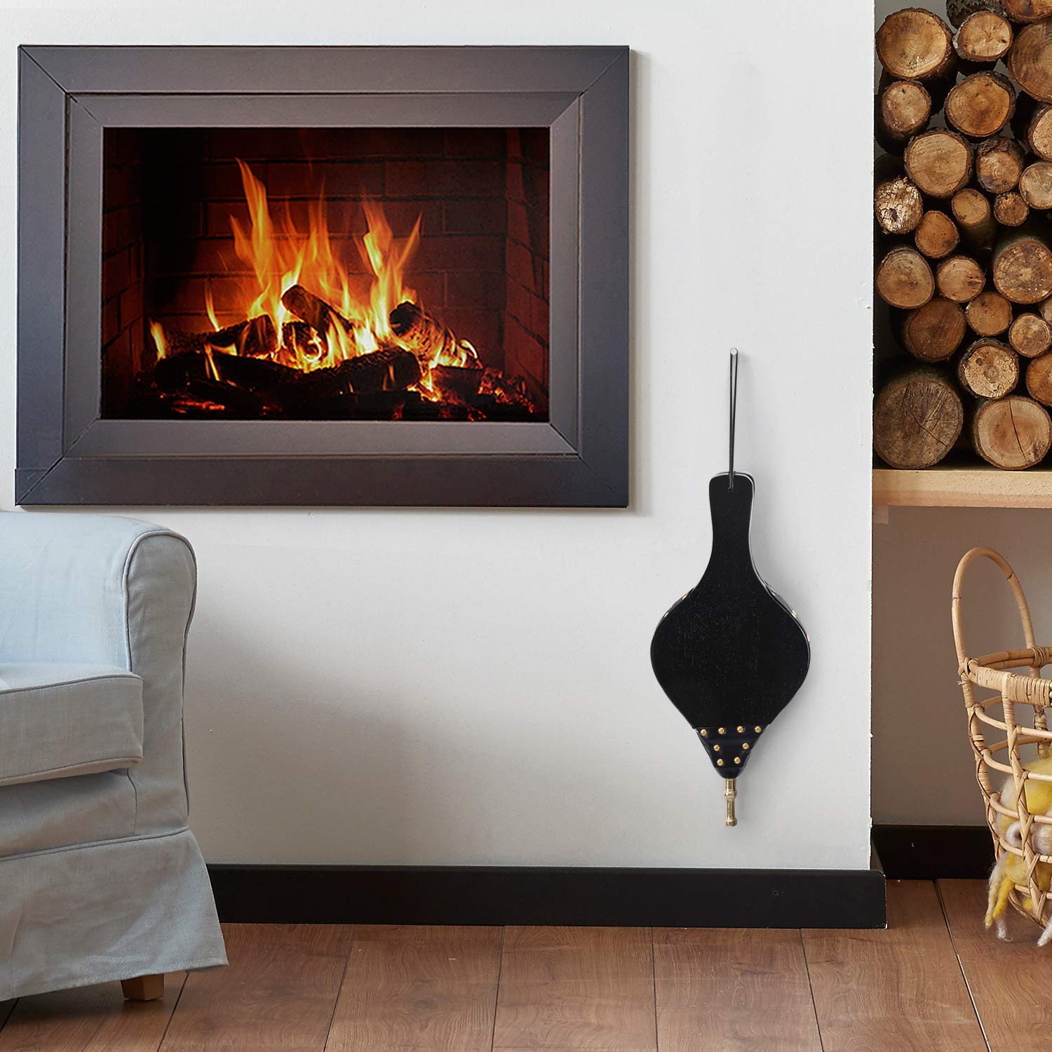 Amagabeli Fireplace Bellows Bundle 24 in fire Grate Wronght Iron