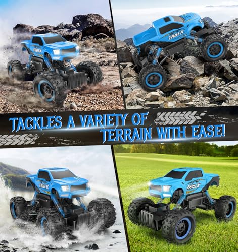 DOUBLE E 1/12 Scale Remote Control Monster Trucks - 2.4Ghz Off Road RC Trucks, Toys Gifts for Boys Age 6-10