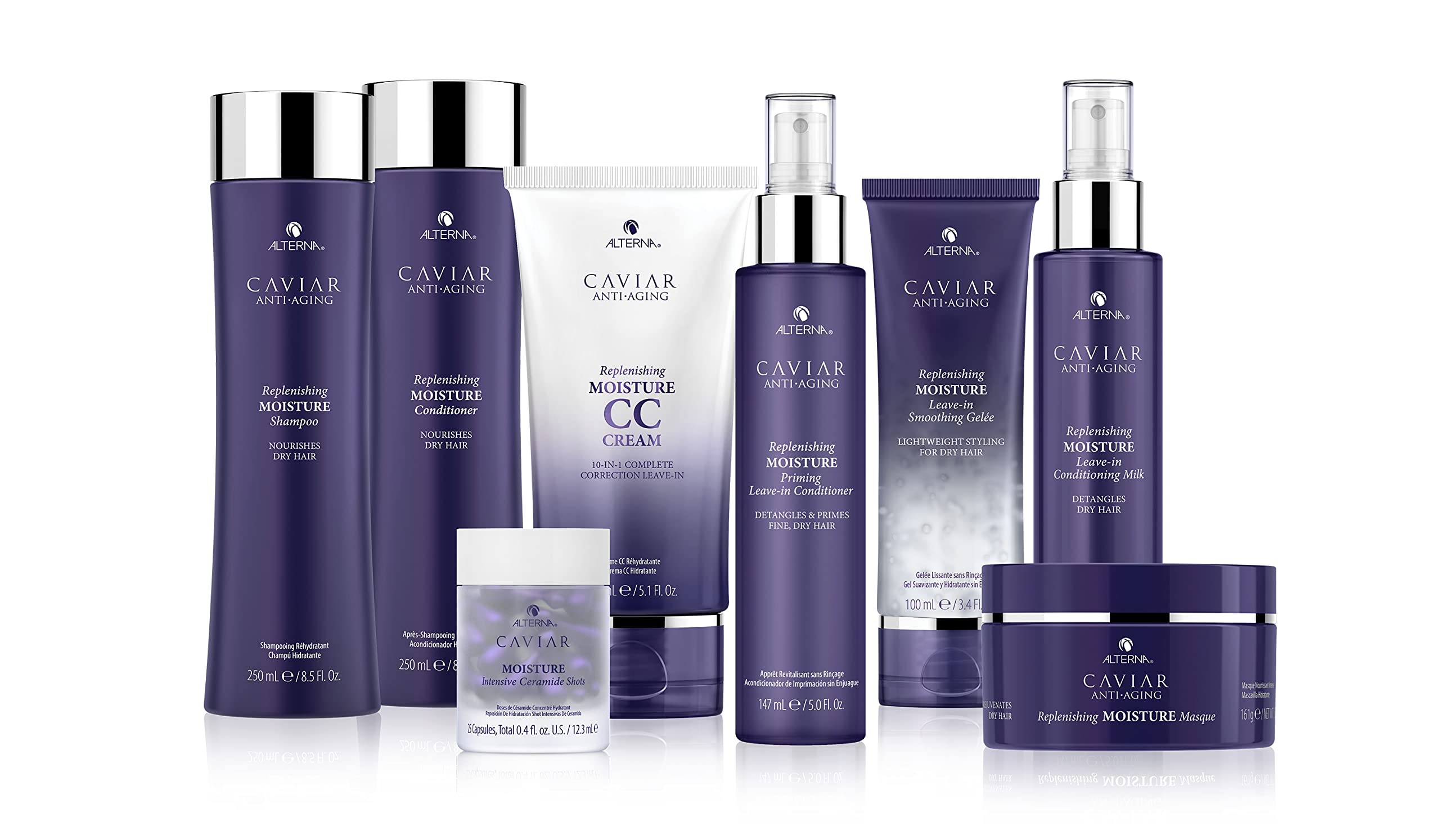 Alterna Caviar Anti-Aging Replenishing Moisture Shampoo, Conditioner, CC Cream Regimen Starter Set | Protects, Restores & Hydrates | Sulfate Free
