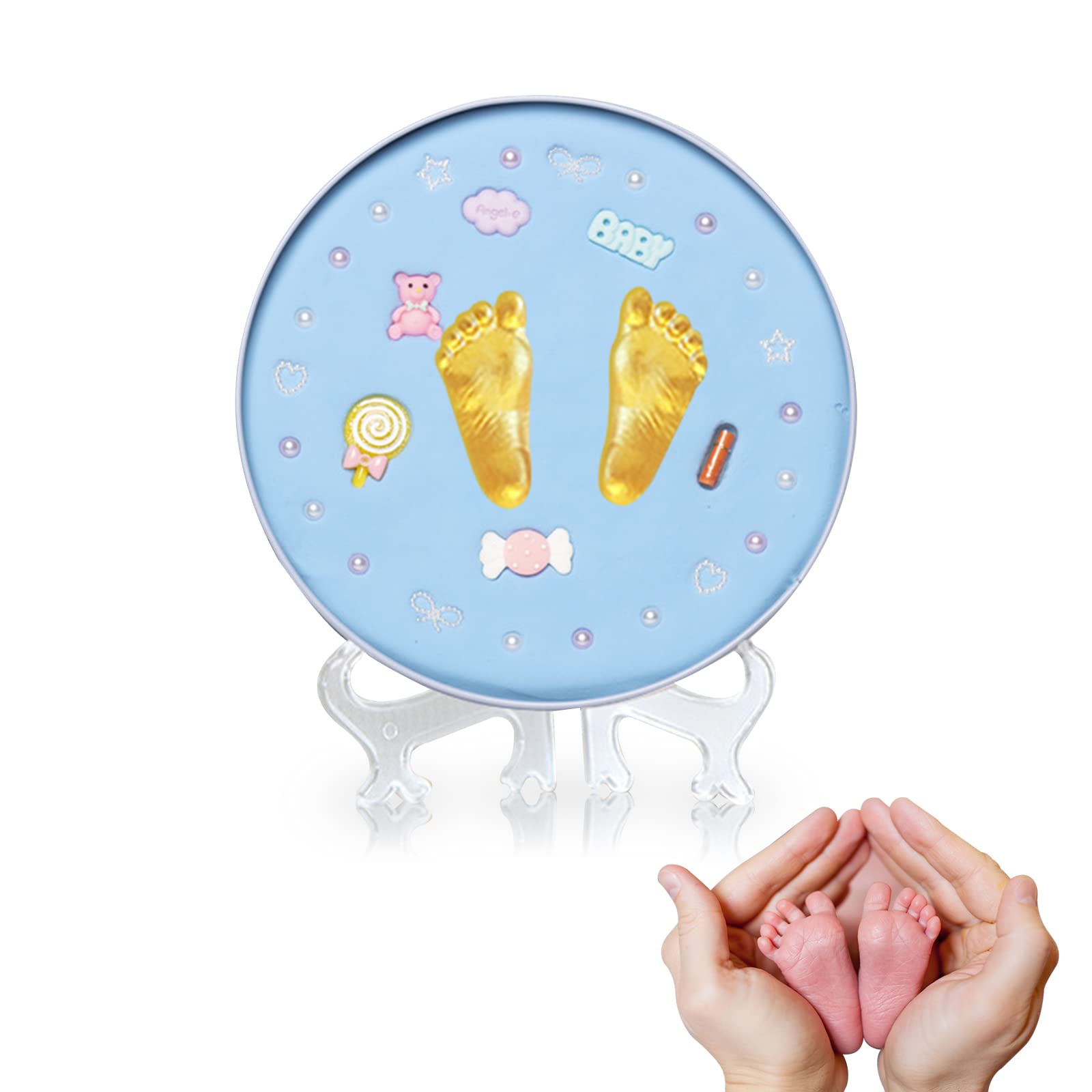 Baby Handprint and Footprint Keepsake Ornament Makers Kit (Blue)