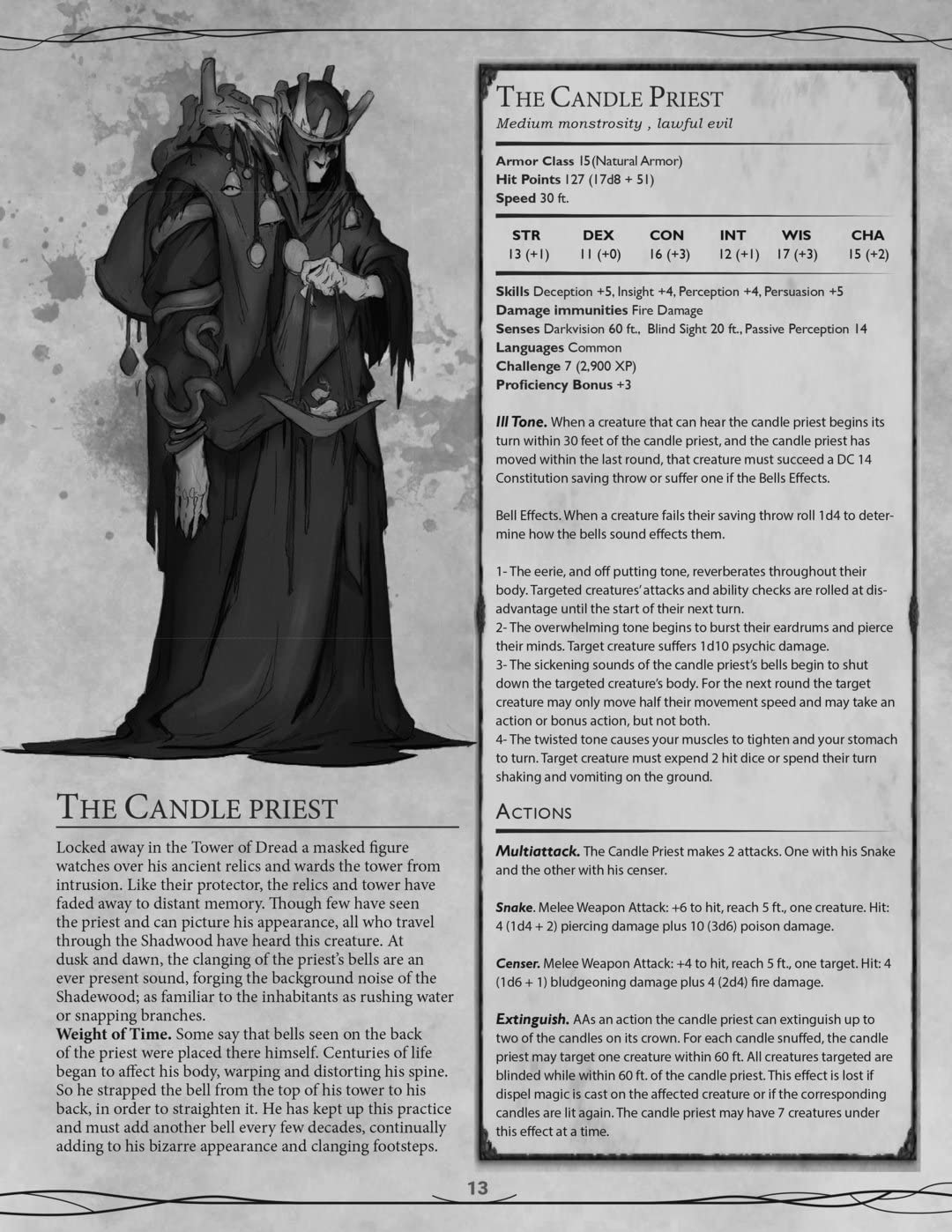 Dungeon Craft Unpainted Miniatures, Compatible with DND, RPG, Tabletop Games, Roleplaying Figures for Your Next Dungeons & Dragons Quest, Mini Gaming Action Figures (The Candle Priest)