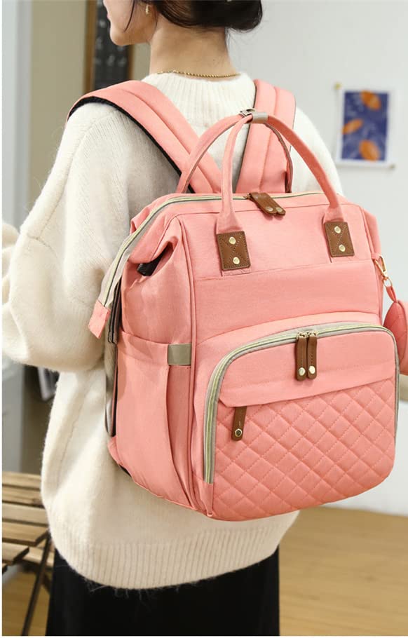 Axone 3 in 1 Baby Diaper Bag Backpack Unisex Travel Nappy for Boys & Girls Waterproof Stroller Straps Large Capacity Pink