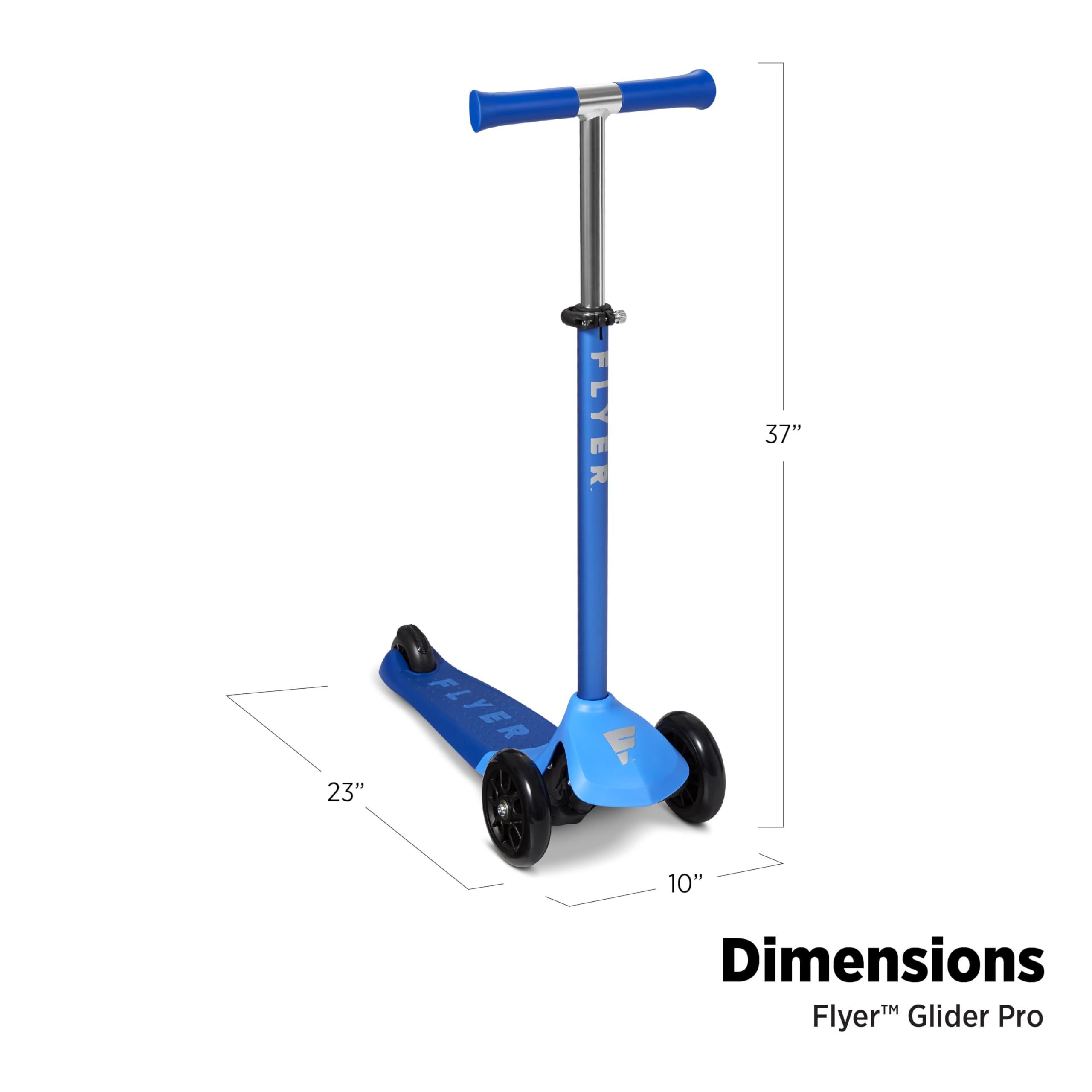 Flyer Glider Pro, Radio Flyer Lean to Steer Kids Scooter, Blue, for Kids Ages 5+ Years