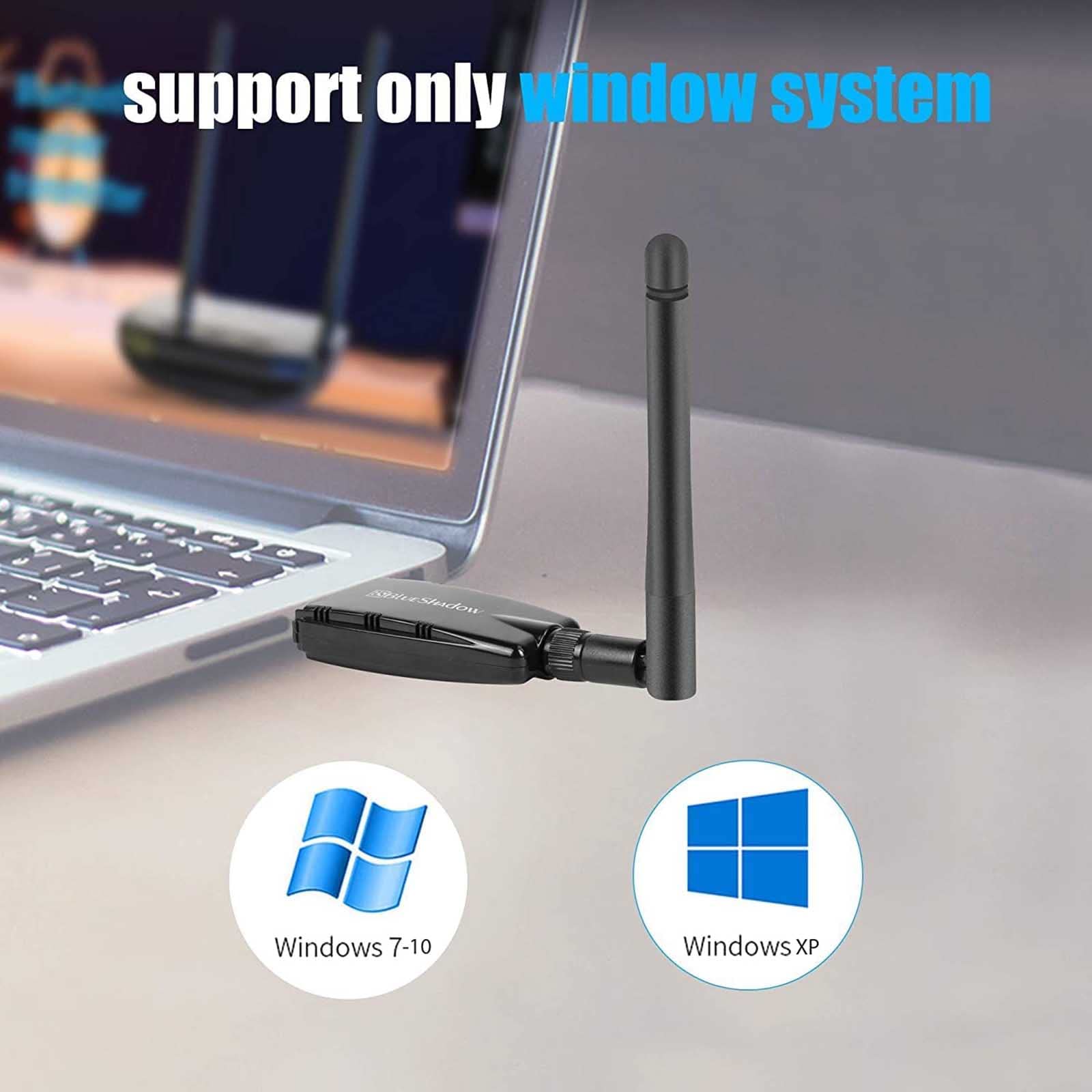 Blueshadow 2-in-1 USB WiFi Bluetooth Adapter AC1200 Dual Band 2.4G/5G Wireless Network Adapter 5dBi High Gain WiFi Antenna WiFi Adapter for Gaming Pc/Laptop/Desktop Supports Windows 10/8.1/8/7/XP