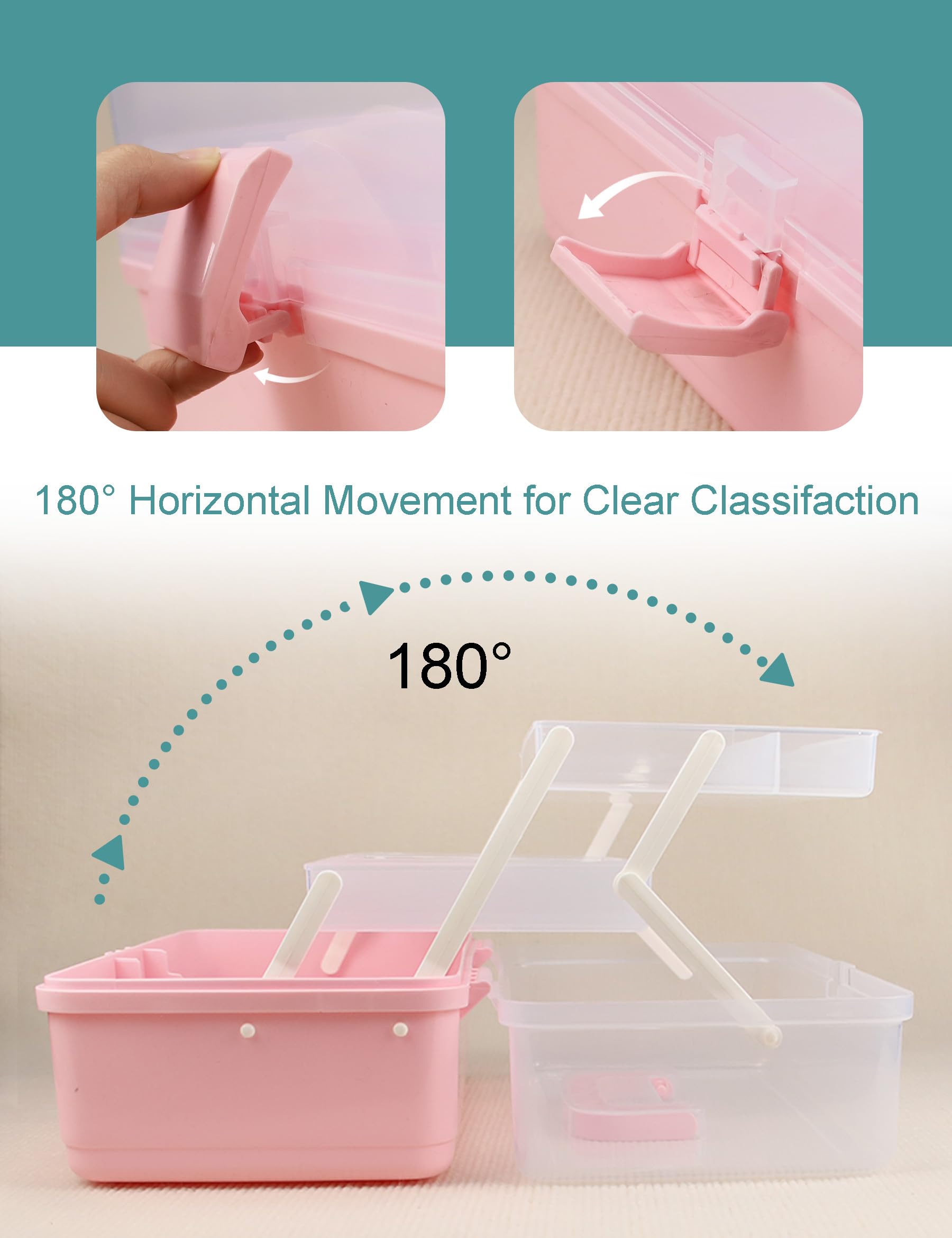 Avlcoaky Pink Tackle Box Pink Art Crafts Tool Box Large 3 Layers Plastic Storage Box Sewing Box Hair Accessories Organizer Tackle Box 0rganizers and Storage
