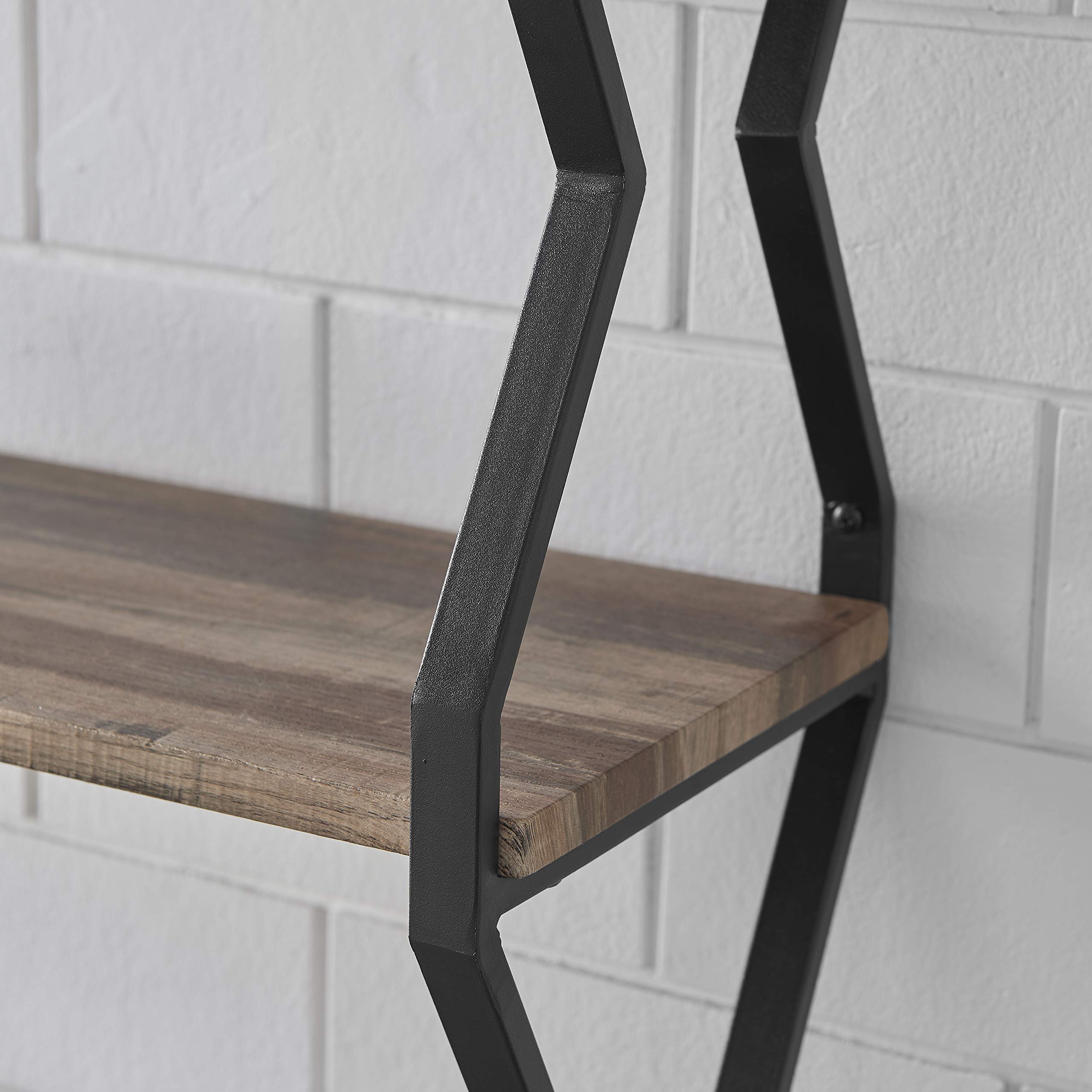 Danya B Rustic Industrial 3-Tier Zigzag Floating Wall Shelf GH20190 | Wall Mounted Shelf for Pictures, Decor, Art, Houseplants | Industrial, Rustic, Farmhouse Style