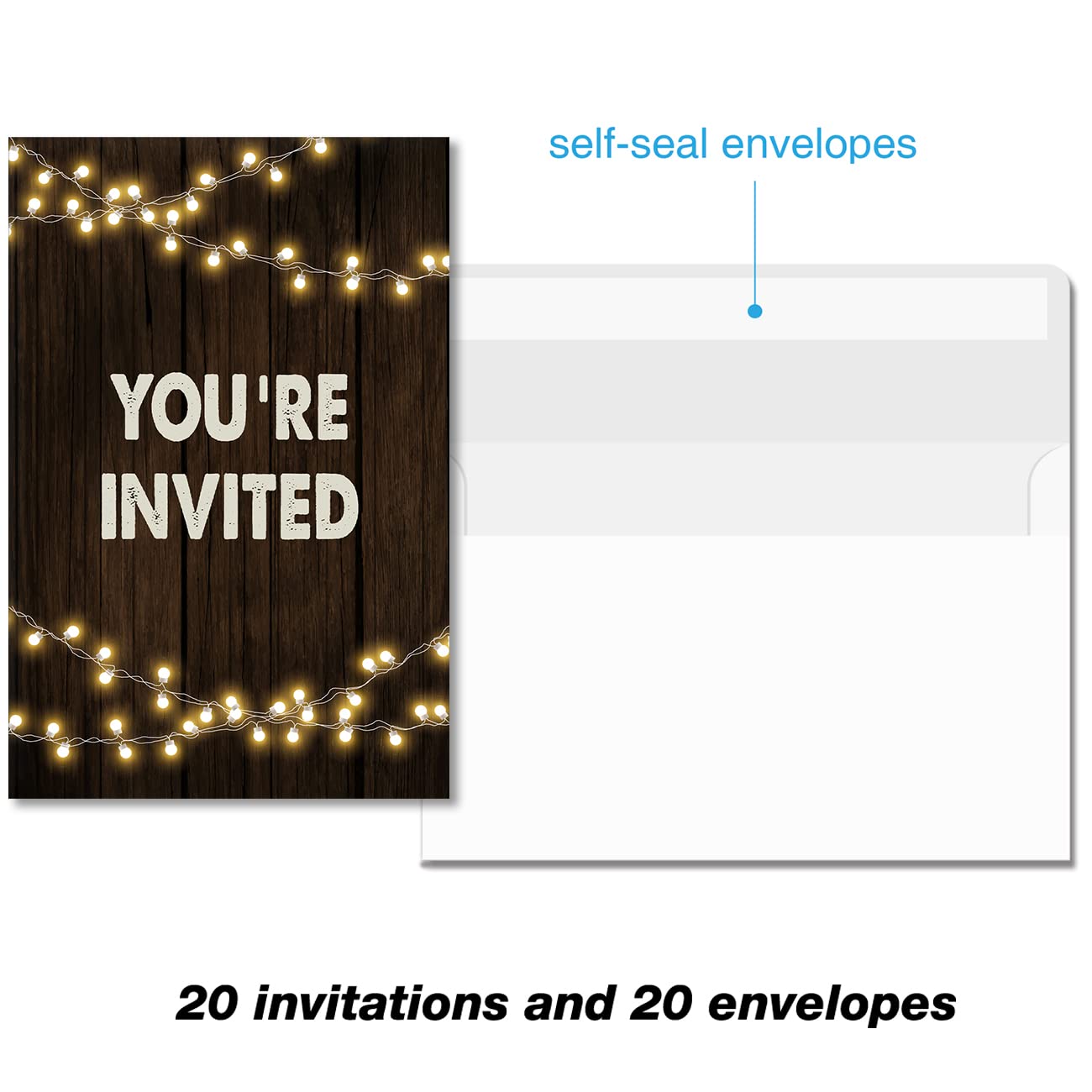 Rustic Surprise Birthday Party Invitations with Envelopes Set of 20 Chalkboard Wood It's a Surprise Birthday Party Invites for Men