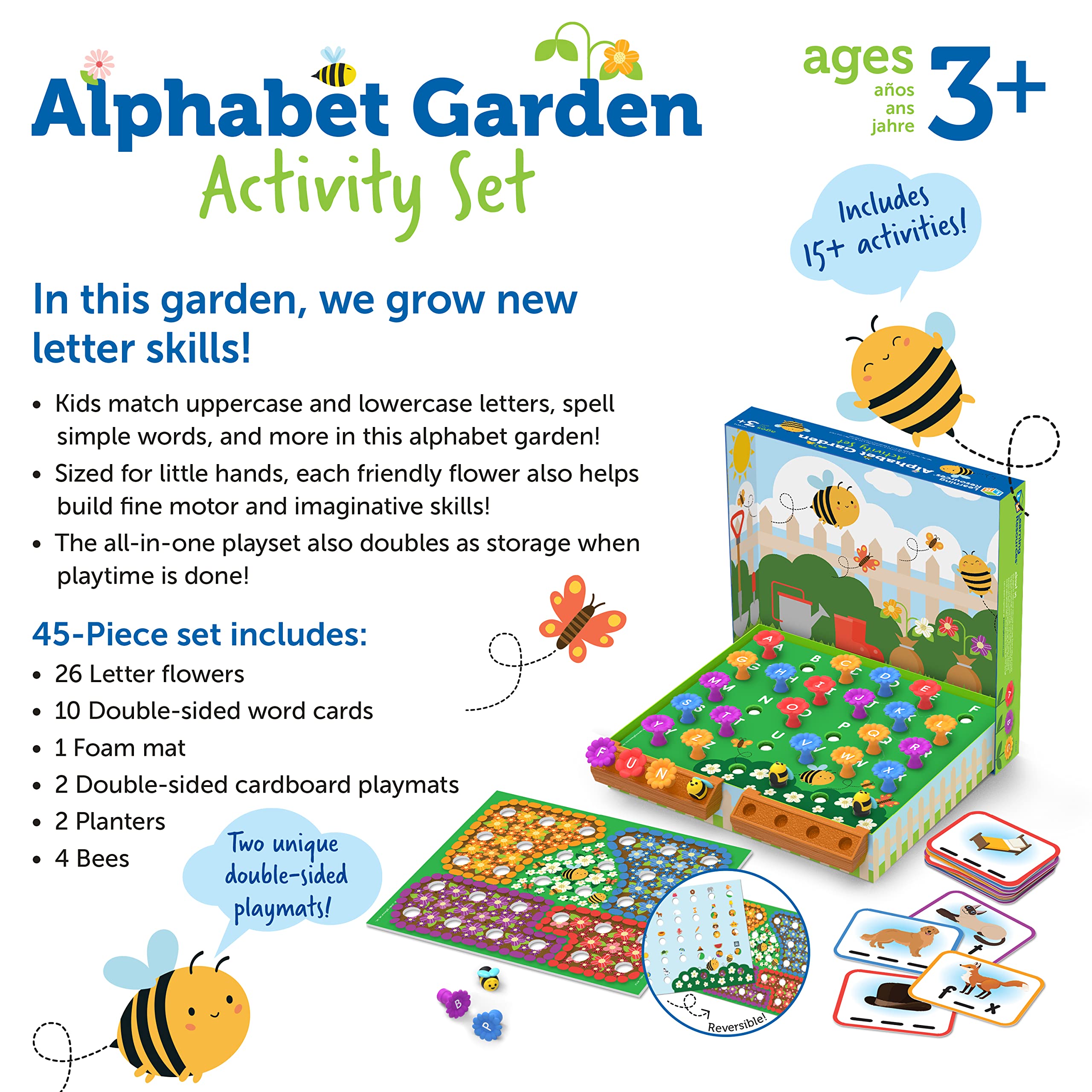 Learning Resources Alphabet Garden Activity Set, Educational Indoor Games, Preschool Alphabet, Toddler Brain Toys, Toddler Preschool Learning, 45 Pieces, Age 3+