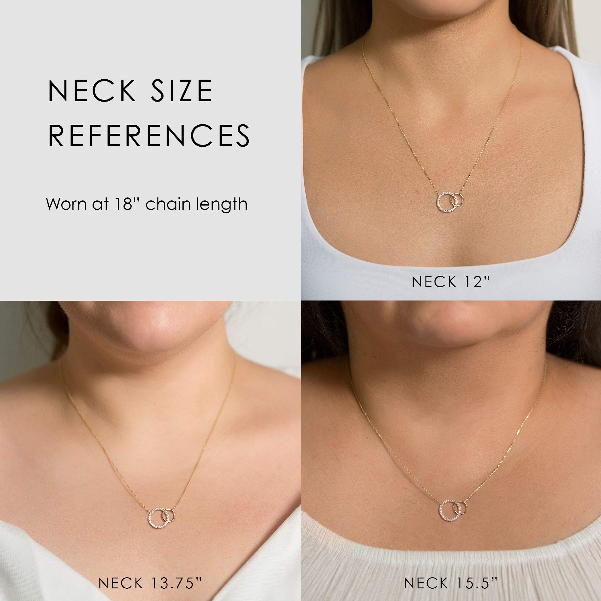 A+O Sister Necklace Gift- Interlocking Circle Necklace 18-20" in Rose Gold Vermeil