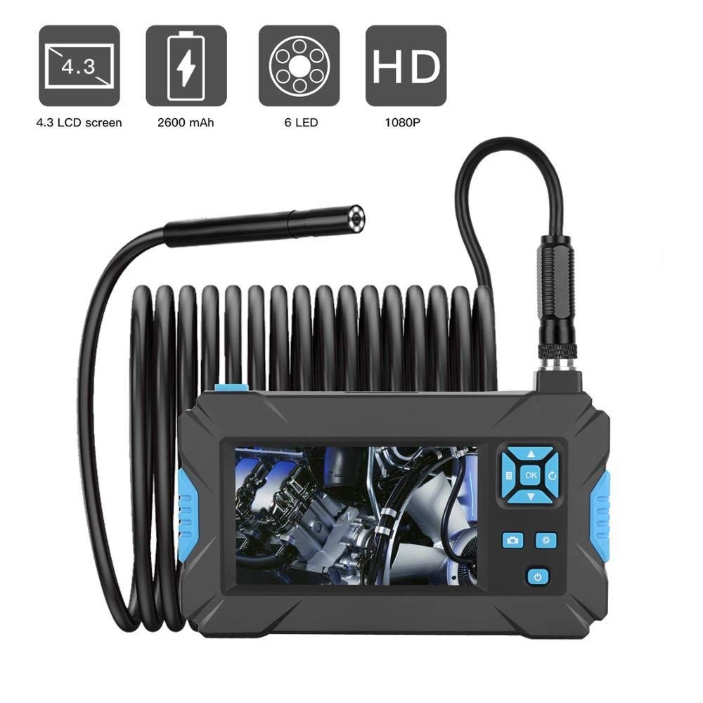 BHVXW New Industrial Endoscope 5.5mm Handheld Borescope 6 LEDs 4.3inch Camera 1080P Video Car Inspection Camera Endoscope (Size : 2M)