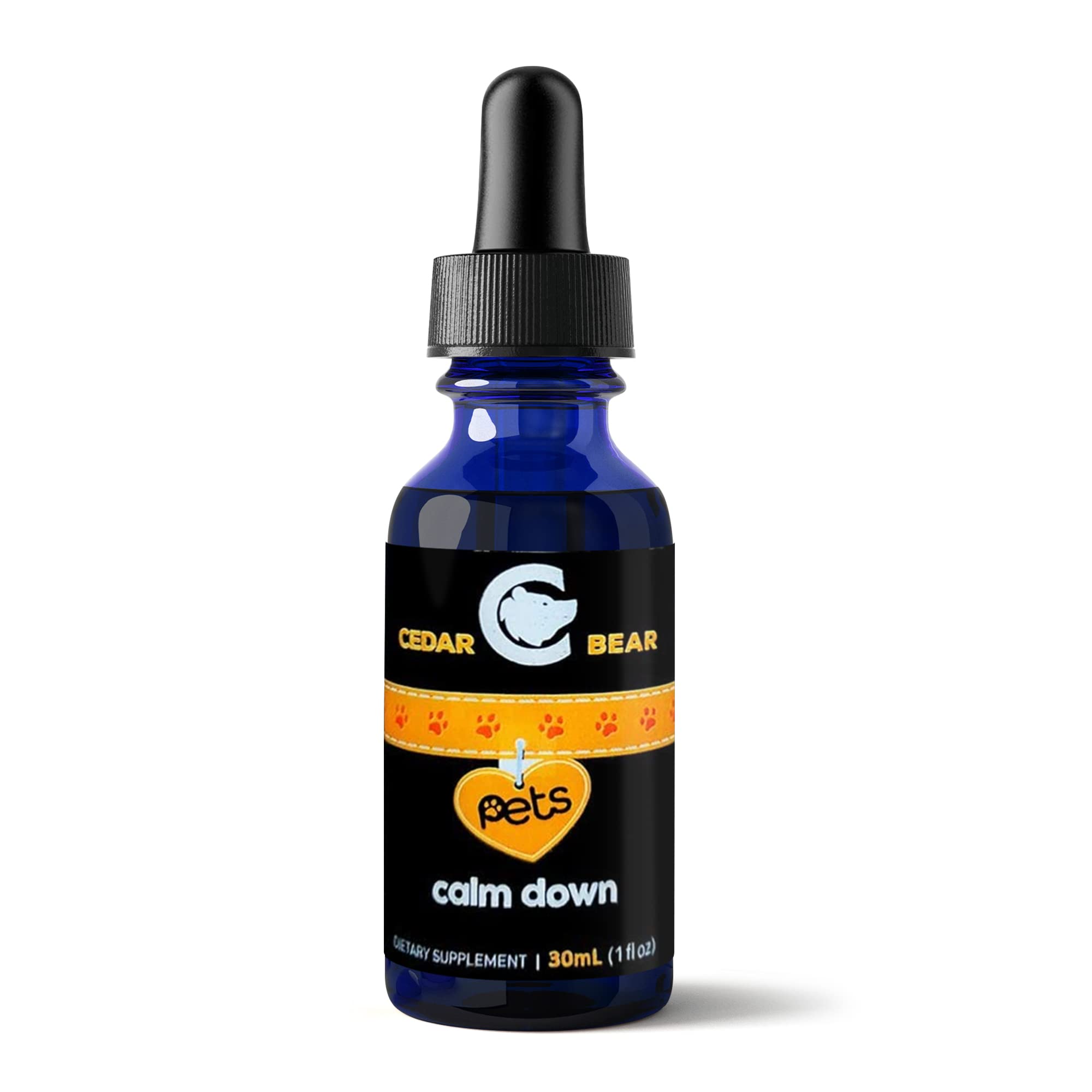 Cedar Bear - Pet’s Calm Down - All-Natural Dog Supplement for Stress Relief, Alcohol-Free Cat Calming Products, Also for Birds & Exotic Pets, 1 fl oz/30 ml