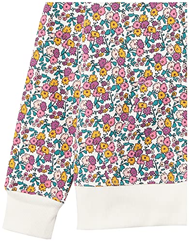 Amazon Essentials Girls' Fleece Zip-Up Hoodie Sweatshirt, White Ditsy Floral, Large