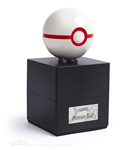 The Wand Company Pokémon Poké Ball Authentic Replicas - Realistic, Electronic, Die-Cast Poké Ball with Display Case Light Features (Premier Ball)
