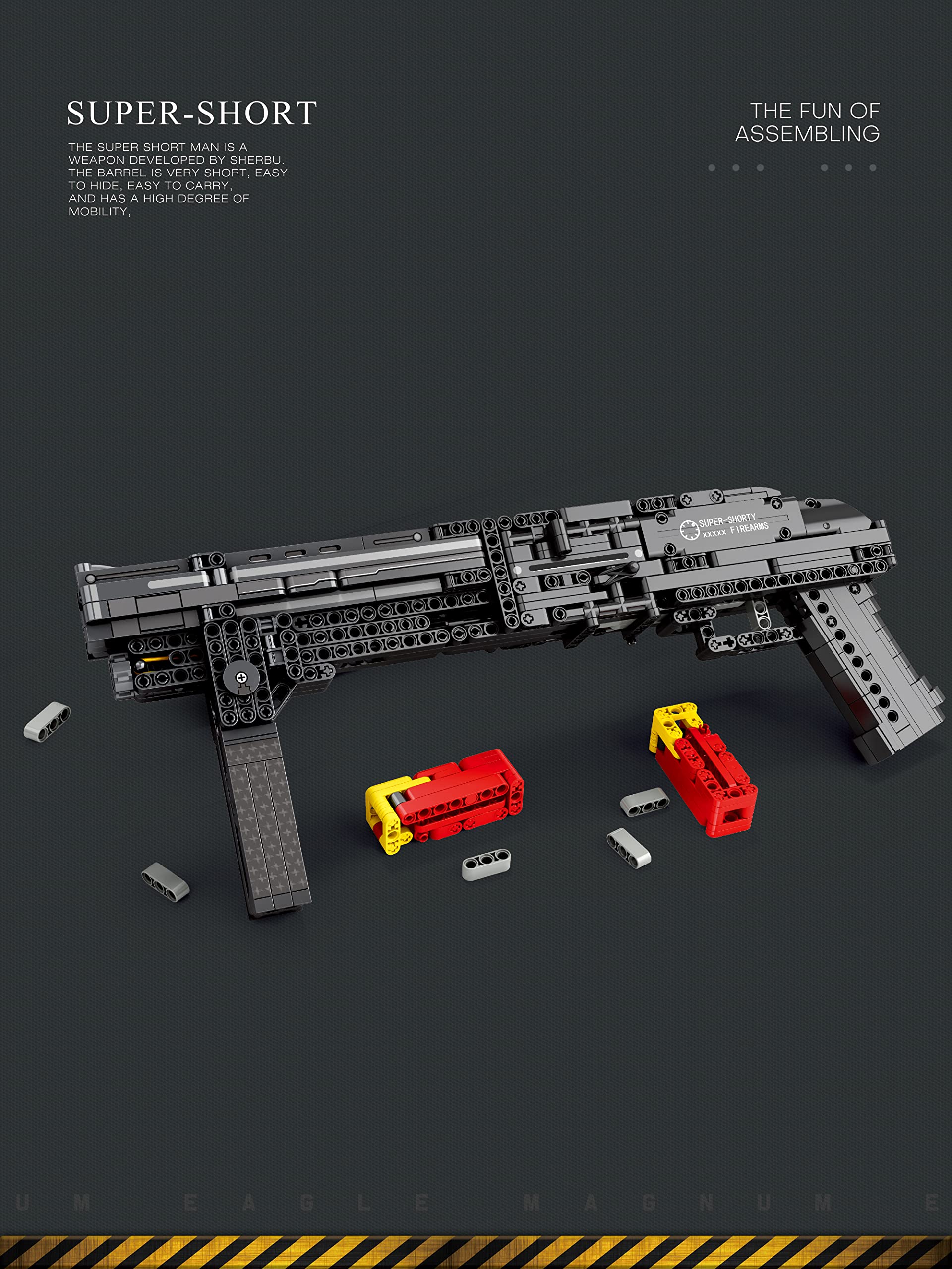 AmazingBlock Reobrix 77002 Super Shorty Building Kit, Building Toys with Shooting Function, 882 PCS Building Blocks Model, Gift for Adults and Kids, Really Cool Building Bricks Impressive Toy