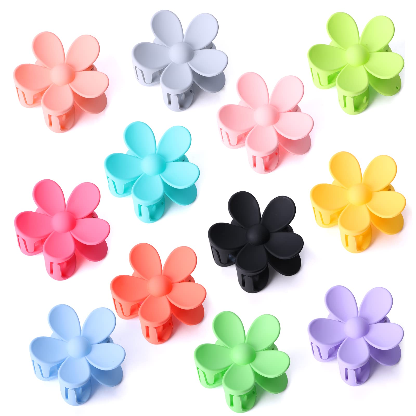 AYBLOOM Flower Hair Clips for Thick Hair - 12 PCS Large Matte Jaw Clips with Strong Hold, Daisy Accessories for Women