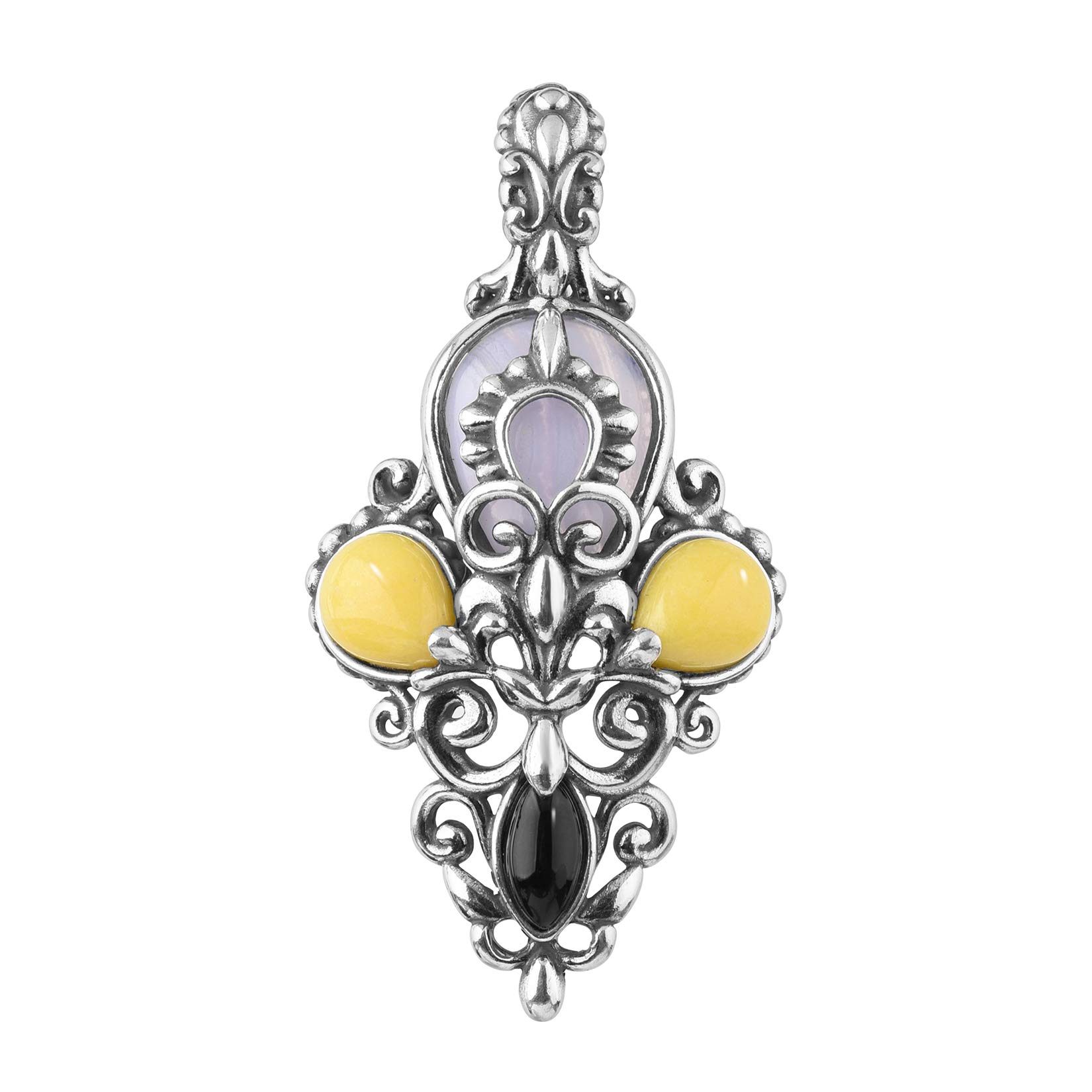 American West Jewelry Carolyn Pollack Sterling Multi Gemstone Ornate Pendant Enhancer