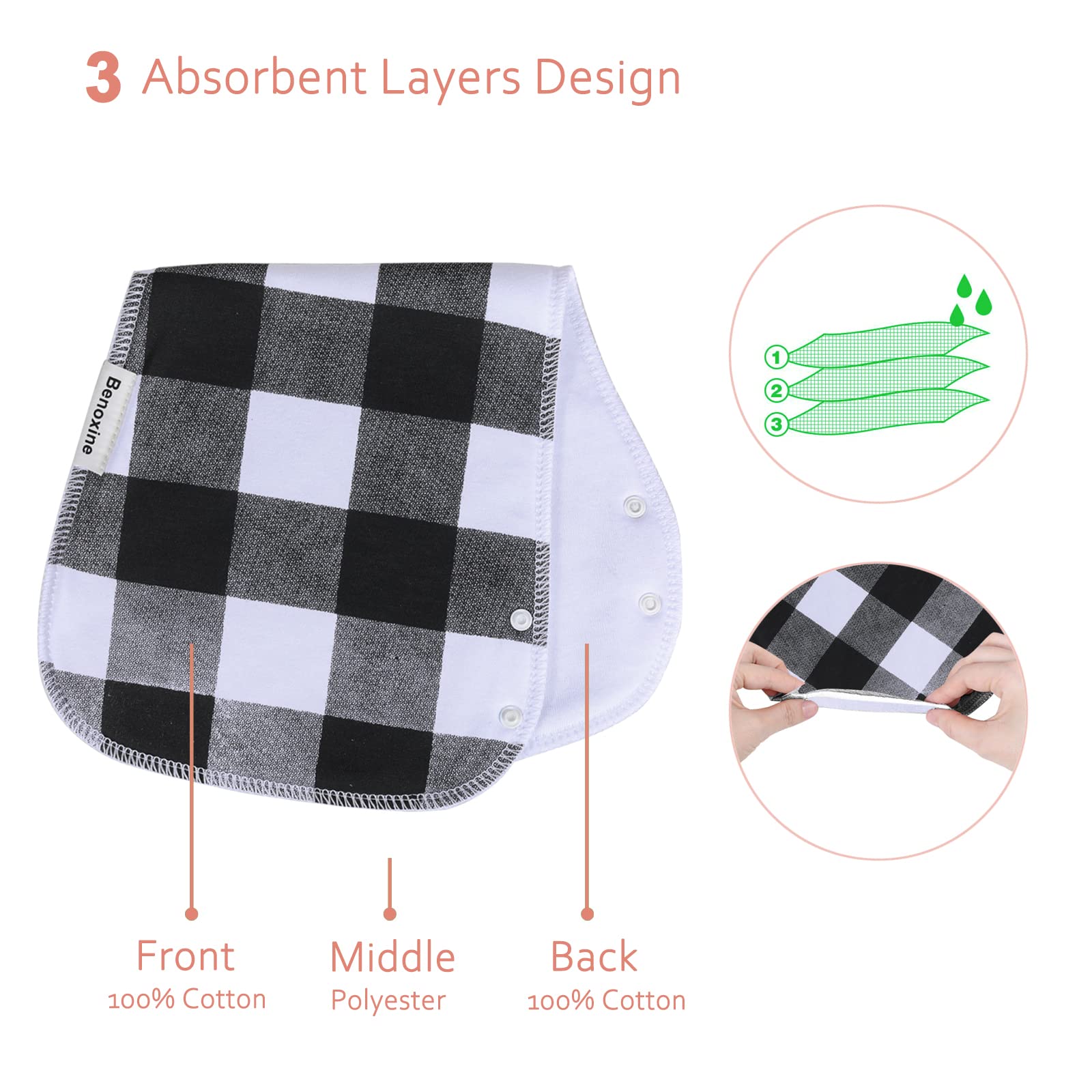 Burp Cloths & Baby Bibs Set 2-in-1 Cotton Super Absorbent and Soft Baby Spit Up Burping Rags for Boys and Girls