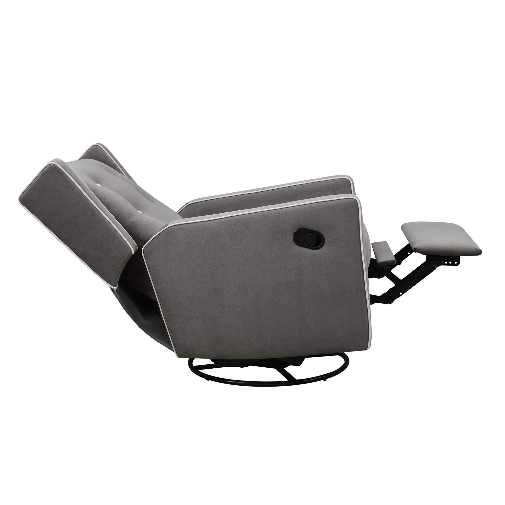 Baby Relax Mikayla 4-in-1 Swivel Glider Rocker Recliner Chair, Gray Microfiber