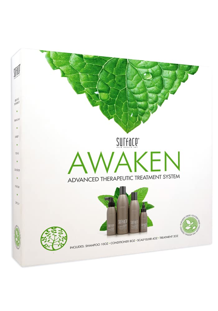 Surface Hair Awaken Kit: Shampoo, Conditioner, Scalp Elixir and Therapeutic Treatment - for Thinning Hair, Hair Loss and Thickening