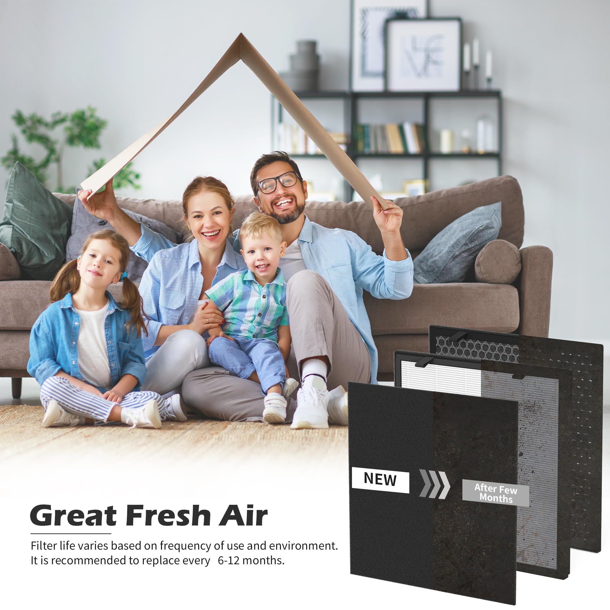 630/718 True HEPA Filter Replacement Compatible with Okaysou(OKSOU) Apollo 718 / Apollo 630 S630 pro Air Cleaner Purifier, Ultra-Duo 5-in-1 True HEPA Filter with Activated Carbon Filter,2packs